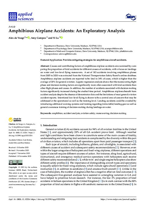 Pdf Amphibious Airplane Accidents An Exploratory Analysis