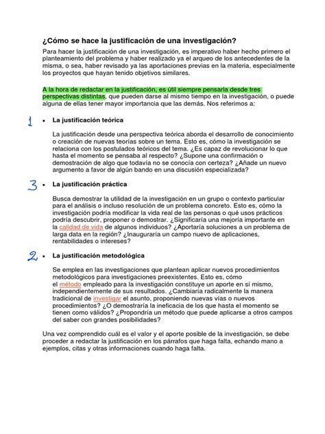 Cómo Se Hace La Justificación De Una Investigación Pdf