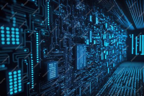 Premium Photo Digital Background Blue Matrix Coding Or Hacking