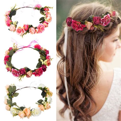 M Mism Bride Floral Crown Hair Band Flower Headbands For Women Garland