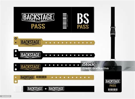 다른 액세스 제어 디자인의 템플릿입니다 이벤트 콘서트 파티 축제 민간 영역에 적합 합니다 팔찌 티켓 및 방 아 끈입니다 건네주기에 대한 스톡 벡터 아트 및 기타 이미지