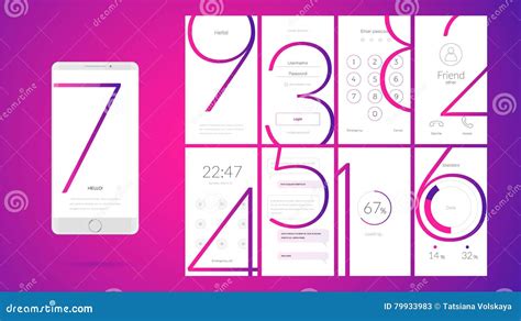 Modern Ui Screen Design For Mobile App With Web Icons Stock Vector Illustration Of Business
