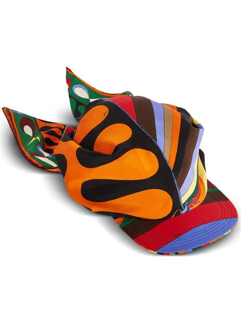 Pucci Abstract Pattern Silk Visor Hat Green Farfetch