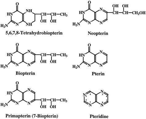 Chemical Structure Of Naturally Occurring Pterins And Their Different