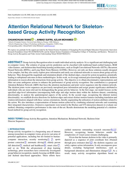 Pdf Attention Relational Network For Skeleton Based Group Activity