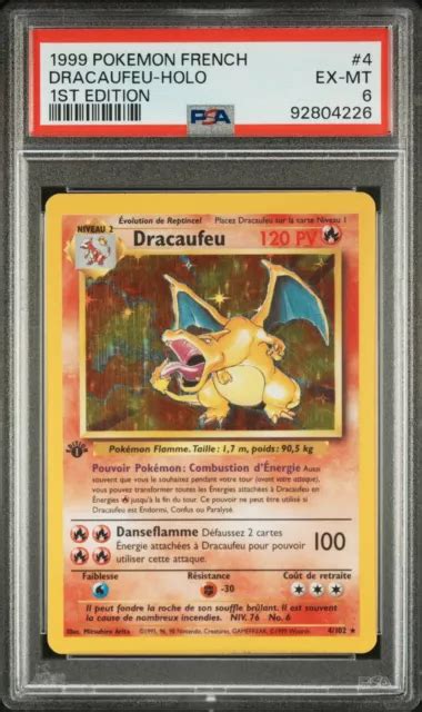 1999 Pokemon French 1st Edition Base Set Dracaufeu Charizard Holo 4102