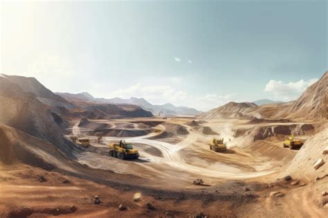 Vista Panorámica De Una Mina A Cielo Abierto Remota Con Equipo Pesado