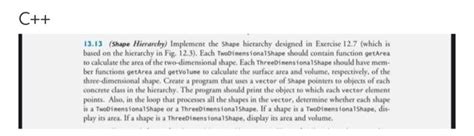 Solved C 1313 Shape Hierarchy Implement The Shape