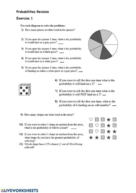 Probability Math Worksheet 12 Section Spinner Probabilities