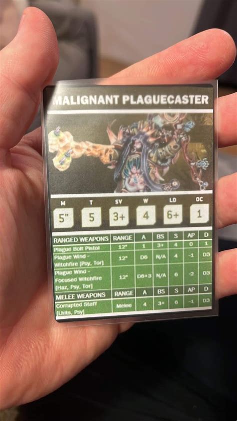 Playing Card Sized Data Card Rdeathguard40k