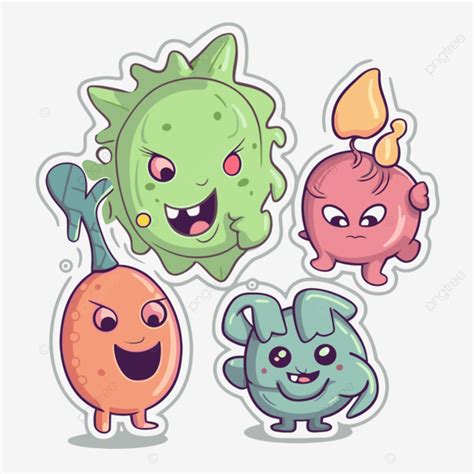 Cartoon Cute Microbes Stickers Vector Clipart Cute Clipart Cartoon Clipart Forms Png And