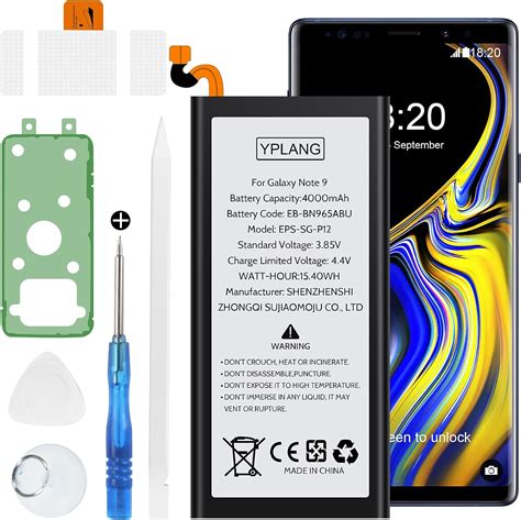 Yplang Battery For Samsung Galaxy Note 9 Sm N960f 4000mah