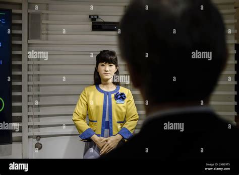Tourist Info Desk Operated By A Robotic Guide Chihira Junco In The Odaibas Aqua City Shopping