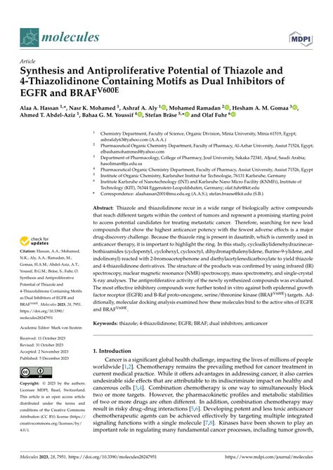 Pdf Synthesis And Antiproliferative Potential Of Thiazole And 4 Thiazolidinone Containing