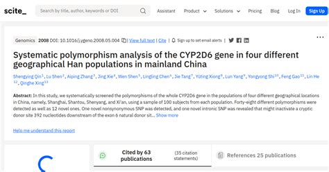 Citation Report Systematic Polymorphism Analysis Of The Cyp2d6 Gene In Four Different