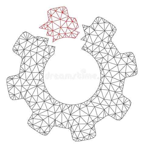Broken Cog Polygonal Frame Vector Mesh Illustration Stock Vector