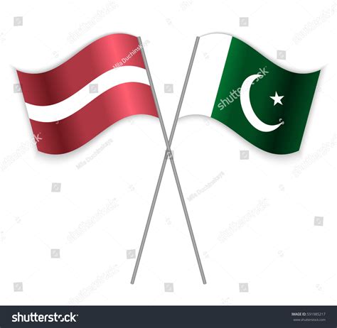 Latvian And Pakistani Crossed Flags Latvia Royalty Free Stock Vector