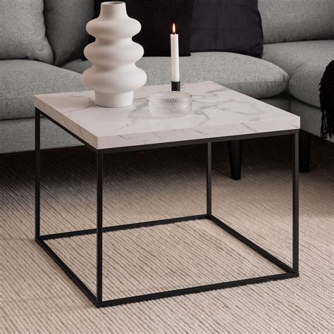 Table Basse Carrée 60x60x45 Cm Décor Marbre Blanc Et Noir Aya Leroy Merlin