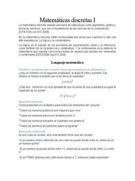 Matemáticas Discretas I Pdf Matemáticas Discretas Números