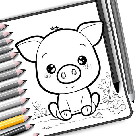 Livre De Coloriage De Dessin Animé Simple Cute Piggy Adventures Pour Les Enfants Photo Premium