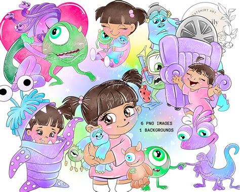 Watercolour Monsters Inc Clipart Set Monsters Inc 300 Dpi Digital