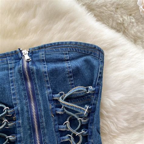 Tiny Denim Dancer Mini Skirt Corset Outfit Set Kawaii Babe