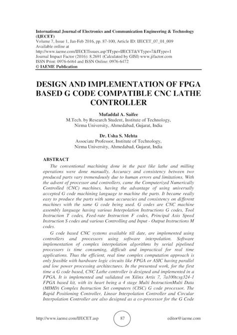 Pdf Design And Implementation Of Fpga Based G Code Compatible Cnc