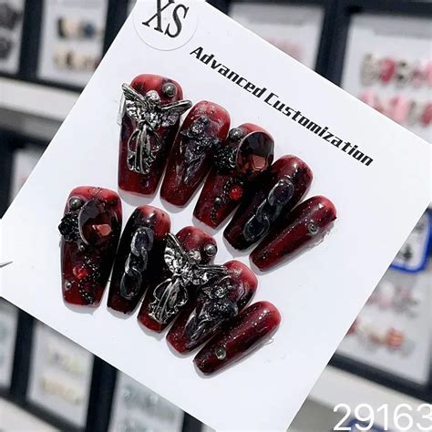 Накладные ногти ручной работы Y2k в готическом стиле Aliexpress