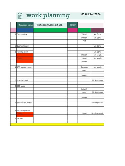 Work Planing 01 10 Pdf