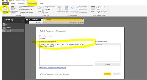 solved converting unix time to date in powerbi for deskto