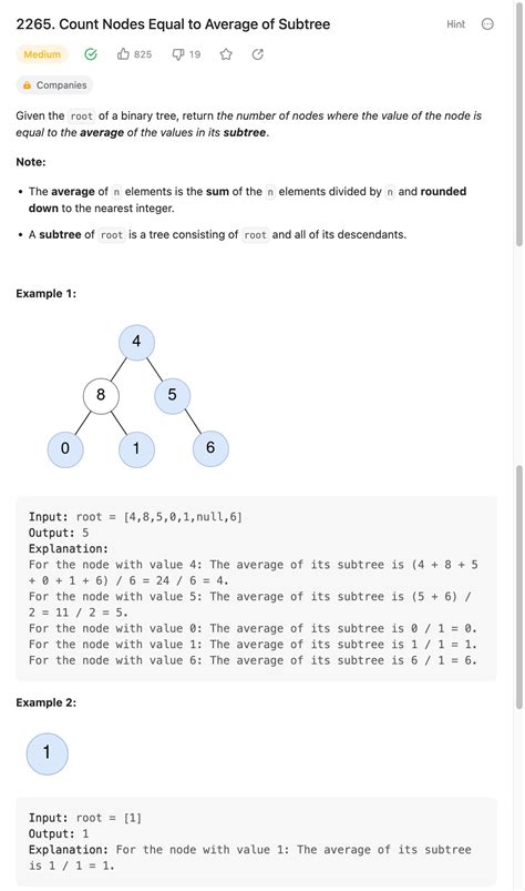 Leetcode 2265 Count Nodes Equal To Average Of Subtree