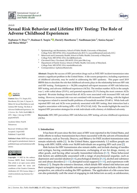 Pdf Sexual Risk Behavior And Lifetime Hiv Testing The Role Of