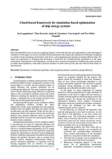 Pdf Cloud Based Framework For Simulation Based Optimisation Of Ship