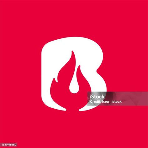 Logo Huruf B Dengan Nyala Api Ikon Vintage Ruang Negatif Membakar