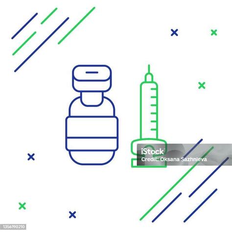 흰색 배경에 고립 된 바늘 아이콘라인 의료 주사기 예방 접종 주사 백신 인슐린 개념 다채로운 개요 개념 벡터 0명에 대한 스톡