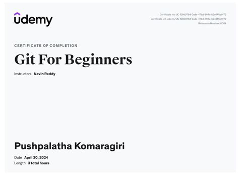 git versioncontrol udemy continuousimprovement pushpalatha komaragiri