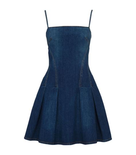Womens Alexander Mcqueen Blue Denim Pleated Mini Dress Harrods Us