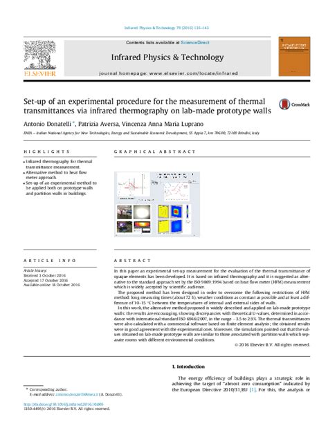 Pdf Set Up Of An Experimental Procedure For The Measurement Of Thermal Transmittances Via