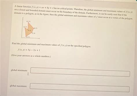 Solved A Linear Function F X Y Ax By C Has No Critical Chegg