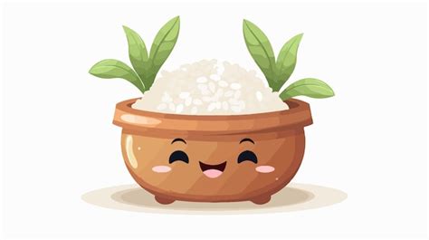 Cute Rice Character Design On White Background Premium Ai Generated