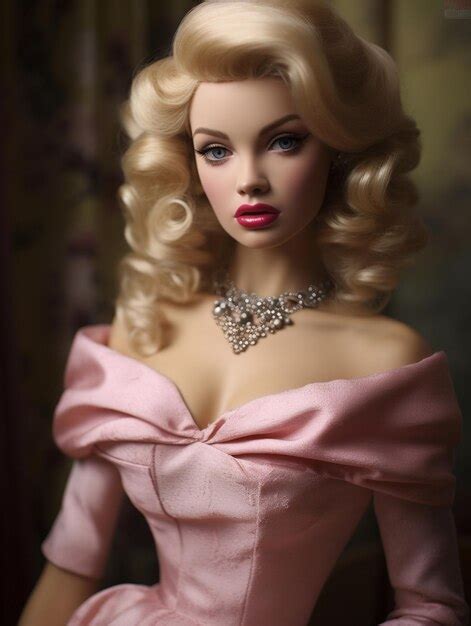 Premium Ai Image A Beautiful Stylish Blonde Doll Wearing A Pink Dress