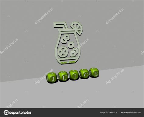 graphical image juice vertically text built metallic cubic letters top
