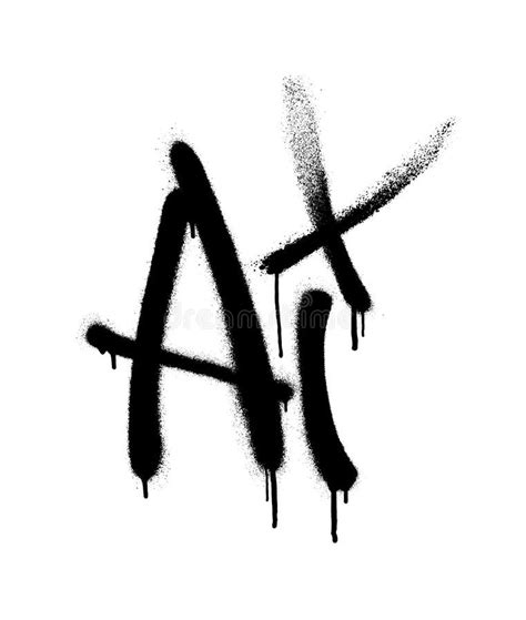 Sprayed Ai Font Graffiti With Overspray In Black Over White Vector