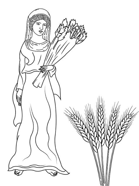 Grains and Statue of Demeter Färbung Seite Kostenlose druckbare