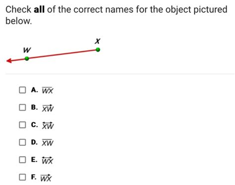 Solved Check All Of The Correct Names For The Object Pictured Below A