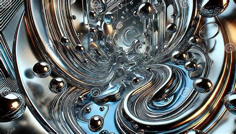 Futuristic Liquid Metal Background With Morphing 3d Shapes Reflective Chrome Textures And