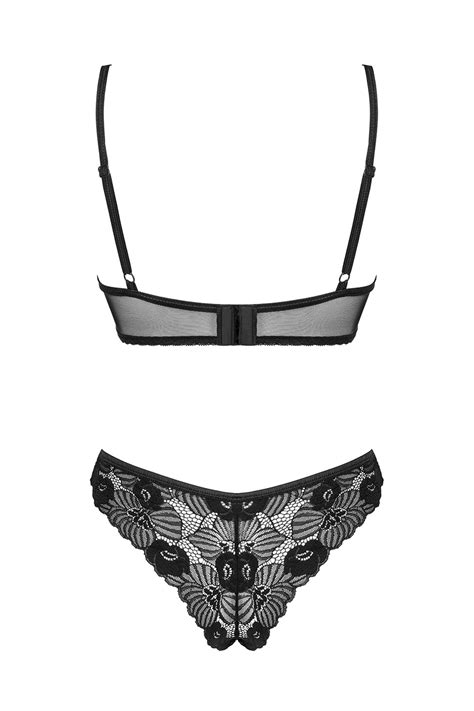 Obsessive Womens Lingerie Set Lace Bra And Briefs Serena Love Black
