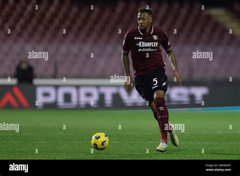 Salernitanas German Defender Jerome Boateng Controls The Ball During