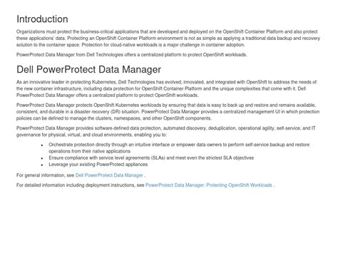 Data Protection Design Guide—red Hat Openshift Container Platform 4