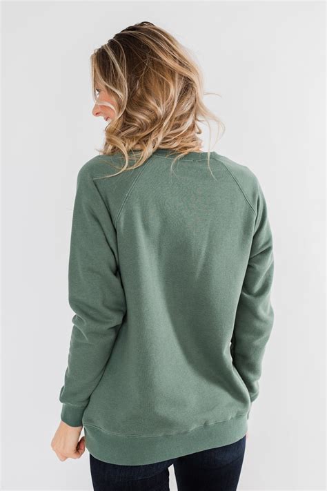 Pulse Basics Crew Neck Pullover Dark Sage The Pulse Boutique